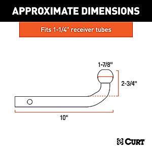 CURT 45551 Euro Trailer Hitch Mount with 1-7/8-Inch Ball, Fits 1-1/4-Inch Receiver, 3,500 lbs, 2-3/4-Inch Height , Black