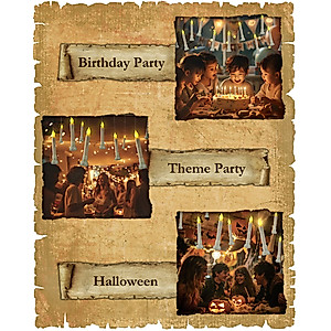 Amagic Batteries Included Floating Candles with Wand Remote, 12pcs Flickering Warm Light Flameless Taper Candles, Magic Hanging Candles with Base for Birthday Party, Halloween Decorations