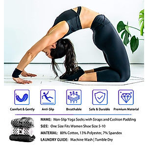 NEWZILL Yoga Socks for Women Non-Slip Grips & Straps, Ideal for Pilates, Pure Barre, Ballet, Dance, Barefoot Workout (3 Pairs-White/Red/Pink)