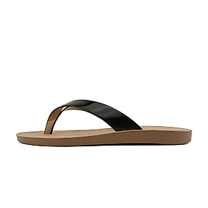 Soda Shoes Women Flip Flops Basic Plain Slippers Thongs Sandals Strap Casual Beach ELLA-S Black Patent 7