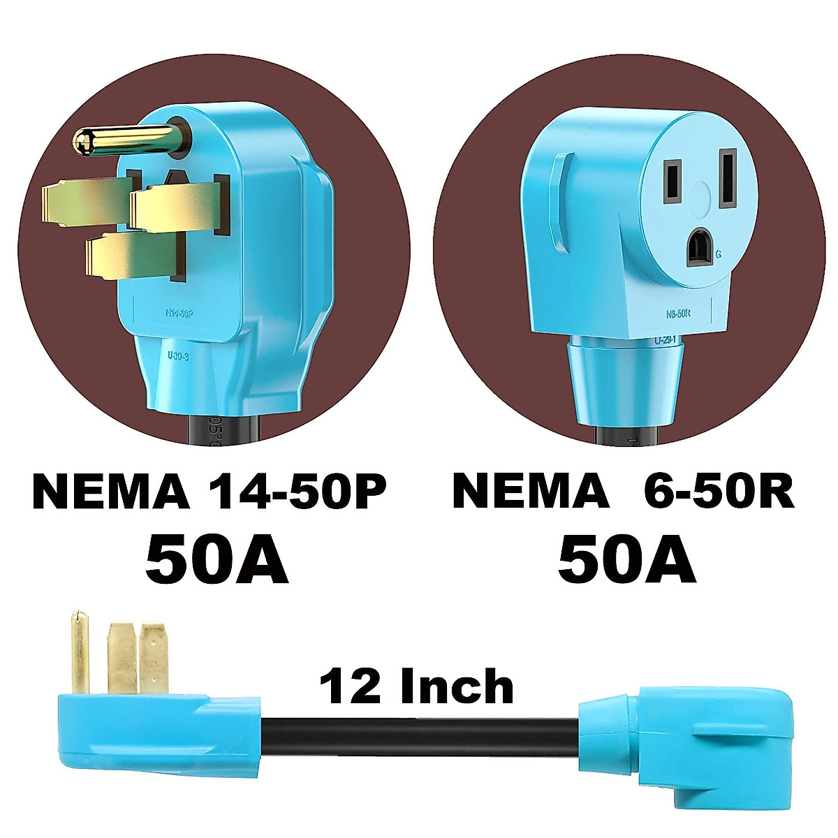 CircleCord Welder Adapter Cord and UL Listed 50 Amp 15 Feet RV/EV Extension Cord