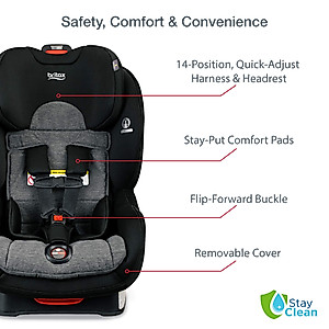Britax Boulevard ClickTight Anti-Rebound Bar Convertible Car Seat, StayClean Grey - Stain, Moisture & Odor Resistant Fabric