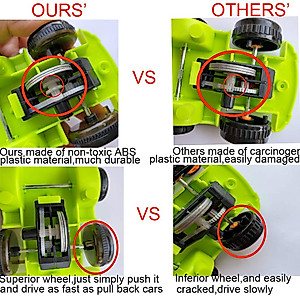 Himeeu Set of 4 Push and Go Friction Powered Vehicles,Toys Train Helicopter Airplane Car, Inertia Car Toys for Toddlers,Construction Vehicles