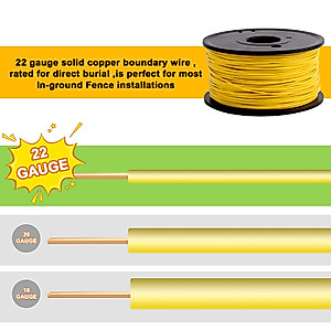 Boundary Wire 22 Gauge 500 Feet Electric Dog Fence Wire, Underground Dog Fence Wire, Extra or Replacement Wire to Extend Your Fence Boundary and All Other Underground Dog Fences Compatible (YELLOW)