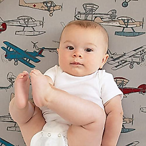 Glenna Jean Fly-by Diaper Changing Pad, Grey Cover-Airplane Print