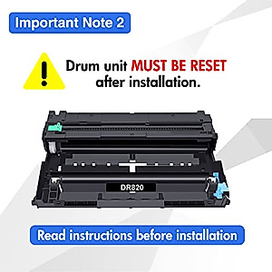 DR820 DR-820 Drum Unit 2-Pack: Compatible Black DR 820 Drum Replacement for Brother HL-L6200DW MFCL5850DW MFC-L5900DW MFC-L6700DW MFC-L5800DW HL-L6400DW HL-L5200DW HL-L5100DN Printer