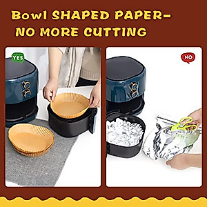Air Fryer Disposable Paper Liners, 50Pcs 6.3 Inch Air Fryer Baking Parchment Paper Liner with Air Fryer Cheat Sheet