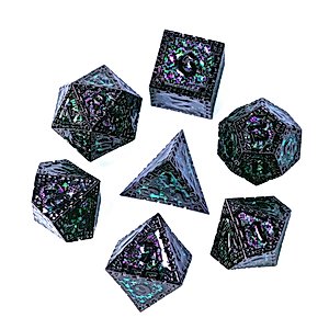 UDIXI Metal DND Dice Set, 7PCS Polyhedral D&D Dice Set Dragon d and d Dice for Dungeons and Dragons Role Playing Dice Game and Other Tabletop Game (Black 12)