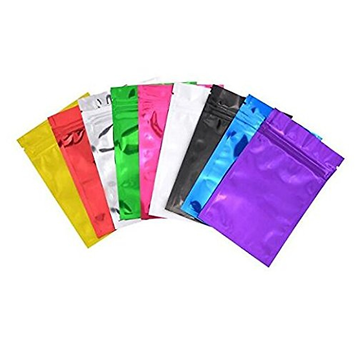 100 PCS Colorful Self Sealing Vacuum Aluminum Foil Packaging Bags Ziplock Mylar Packing Pouch Wholesale Heat Sealing Food Grade Sample Storage Bags Pouches Perfect for Sample Giveaway (7.5 * 6.5cm)