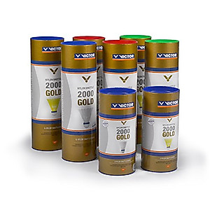 Victor Nylon Shuttlecock Shuttle 2000 6per can, white/green