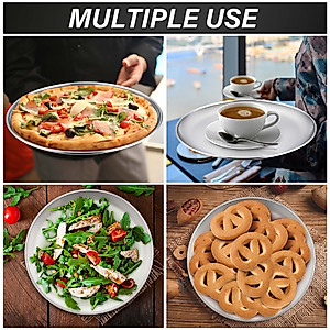 Herogo 12 Inch Stainless Steel Round Pizza Pan Set of 2, Large Healthy Pizza Tray Platter for Oven Baking Serving, Dishwasher Safe