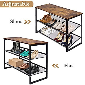 Garden 4 you 3-Tier Tilting Adjustable Freestanding Shoe Rack 6-8 Pairs 29 in Length for Durability and Stability for Entryways, Hallways, Closets, Dormitory Rooms, and Industries