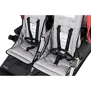 Gaggle by Foundations Jamboree 6-Seat Multi-Child Stroller with Oversized UV Blocking Canopy, Compact Folding Stroller, Easy Loading, Storage Bucket (Red)
