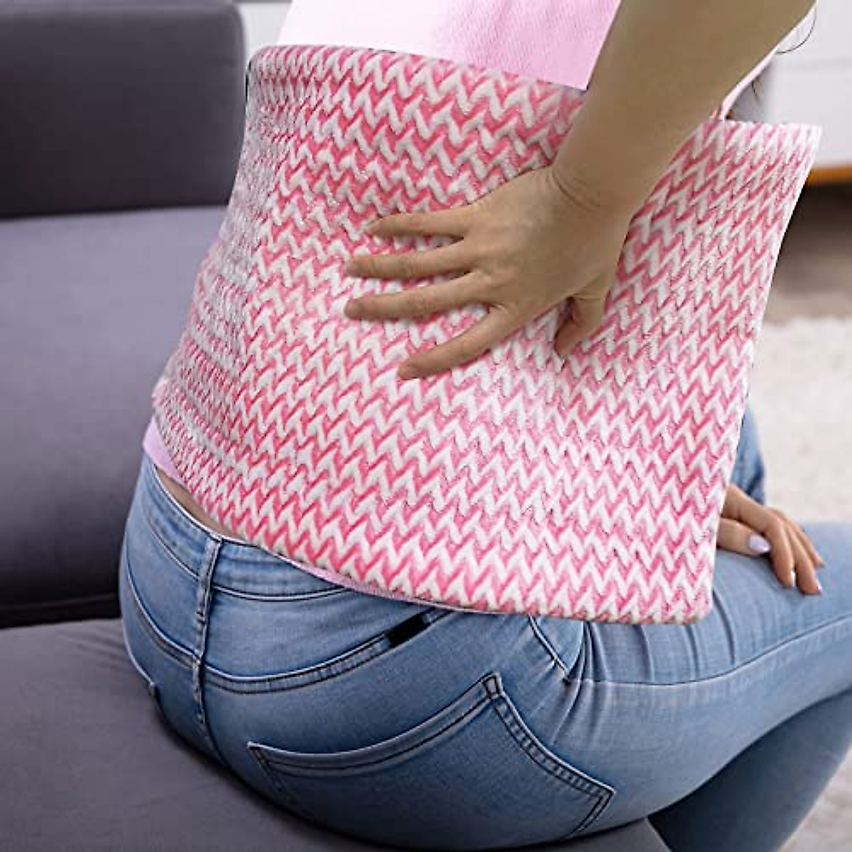 GOQOTOMO Fast-Heating Electric Heating Pad for Back/Waist/Abdomen/Shoulder/Neck Pain and Cramps Relief - 12 Heat Levels, 8 Timers with Countdown, Stay on, Machine Washable-PW01(Pink)