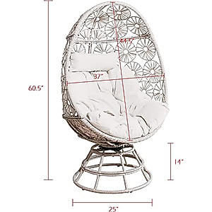 Egg Chair Outdoor Patio Furniture Wicker Swivel Nest Chair for Indoor with Cushion and Pillow
