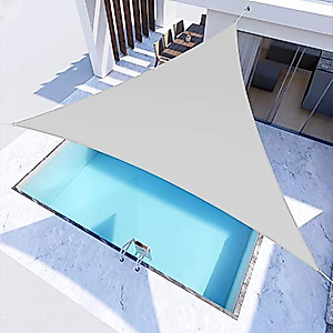 Windscreen4less Terylene Waterproof Sun Shade Sail UV Blocker Triangle Sunshade Patio Canopy Sail 12' x 12' x 12' in Color Light Grey 260GSM