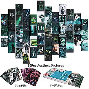 Wall Collage Kit Aesthetic Pictures, Pink Room Decor Aesthetic,Double-Sided Printing 50 Pcs Boho Decor Room Decor for Teen Girls, Wall Art Plants Photo Collage Kit for Wall Aesthetic (Pink)