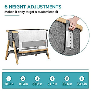AMKE Baby Bassinets,Bedside Sleeper for Baby,35s Quick Assemble Baby Crib with Storage Basket,Portable Bassinets for Safe Co-Sleeping, Adjustable Baby Bed for Infant Newborn