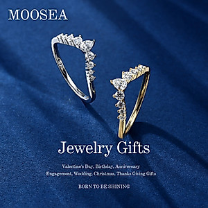 MOOSEA Unique Moissanite Wedding Band for Women, D Color VVS1 Oval and Round Cut Moissanite Rings 14K Yellow Gold Vermeil Moissanite Anniversary Rings for Women Promise Rings for Her