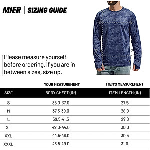 MIER Men's Long Sleeve Camouflage Shirts UV Protection Fishing Hiking Camo T-Shirts with Thumbholes Dry Fit, Ocean Blue, M