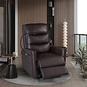 Voohek Power Electric Lift Recliner Chair Sofa for Ederly and Adults, with Adjustable Massage & Heat, Soft & Skin-Friendly, Medium, Brown