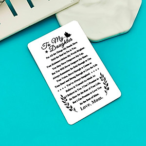 Daughter Gifts from Mom Engraved Wallet Card for Daughter Birthday Christmas Graduation Gifts Mothers Day Wedding Day Gifts To My Daughter Wallet Card from Mom