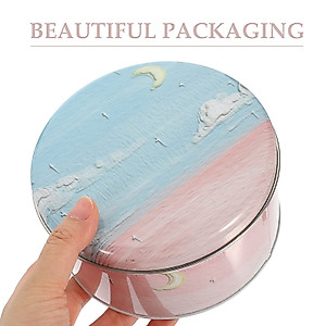 Decorative Cookie Tins Round Metal Cookie Tin with Lid Empty Gift Tin Decorative Nesting Tin Tinplate Container for Holiday Party Favors Treats Biscuits Cookie Gift Tins