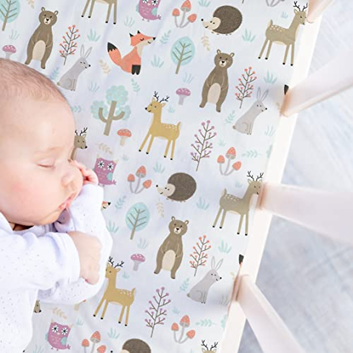 HOPPO Baby&Kids Pack n Play Fitted Pack n Play Playard Sheets Set-2 Pack Portable Mini Crib Sheets, Playard Mattress Cover Soft Cotton, Jungle, Forest & Animals