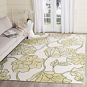SAFAVIEH Dip Dye Collection 5' x 8' Ivory / Light Green DDY683B Handmade Floral Watercolor Premium Wool Area Rug