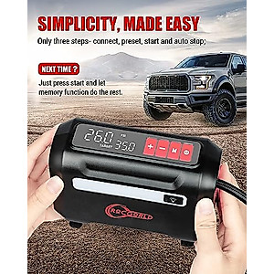 ROCGORLD R8 Tire Inflator Portable Air Compressor, DC 12V Air Compressor Portable with Large Dual Digital Screen, 3X Faster Inflation Air Pump for Car, Bike, Ball, Motor