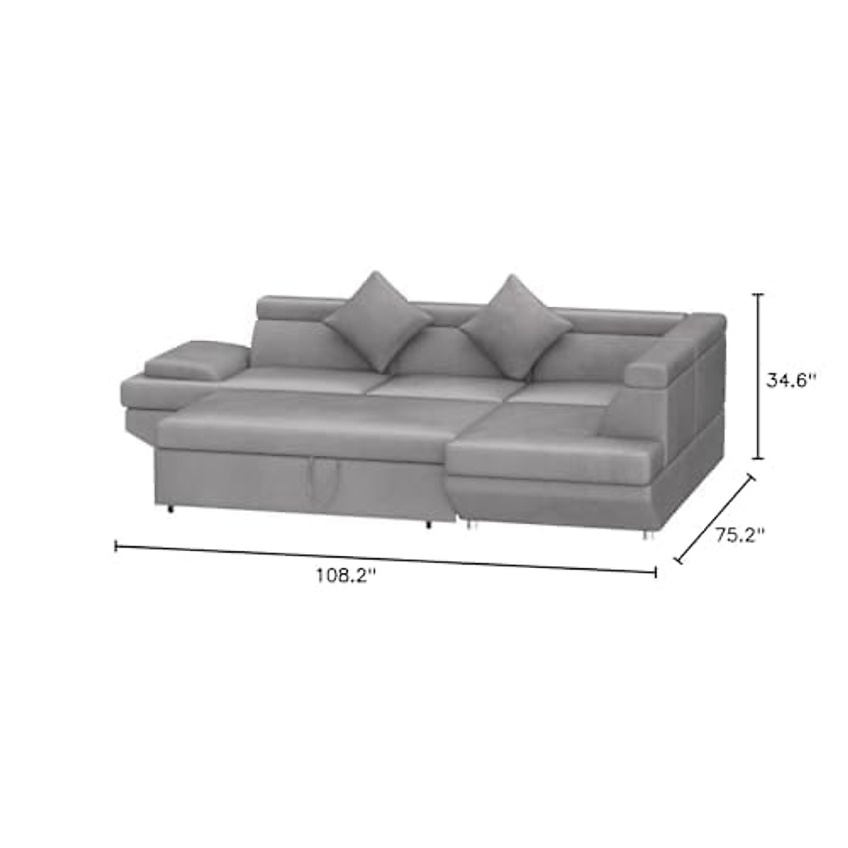 FDW Sofa Sectional Futon Sofa Bed Sofa for Living Room Couches and Sleeper Sofa PU Leather Sofa Set Corner Modern Queen 2 Piece Contemporary Upholstered, Blue
