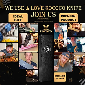 ROCOCO Bone Cleaver Heavy Duty Bundle with Sharp Meat Cutting Knife Butcher Boning Chopping Viking Gift Men Hunting BBQ Camping