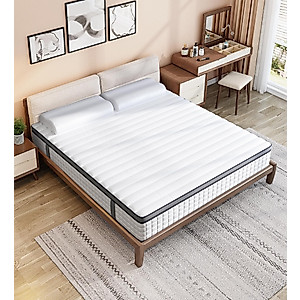 elitspace Full Size Mattress,10 Inch Full Mattress in a Box,Hybrid Memory Foam Full Size Mattresses,Medium Firm Soft and Comfort White Mattress,CertiPUR-US.