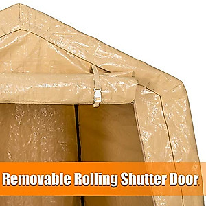 Sunnyglade 6x8 Ft Heavy Duty Storage Shelter with Roll up Door Side Wall Kit Portable Outdoor Storage Shed Car Canopy