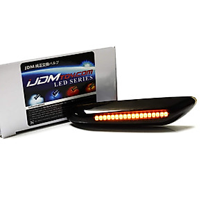iJDMTOY Euro Smoked Lens Amber Full LED Front Fender Side Marker Blinker Lights Compatible With BMW 1 3 5 Series, etc, Replace OEM Amber/Clear Sidemarker Lamps