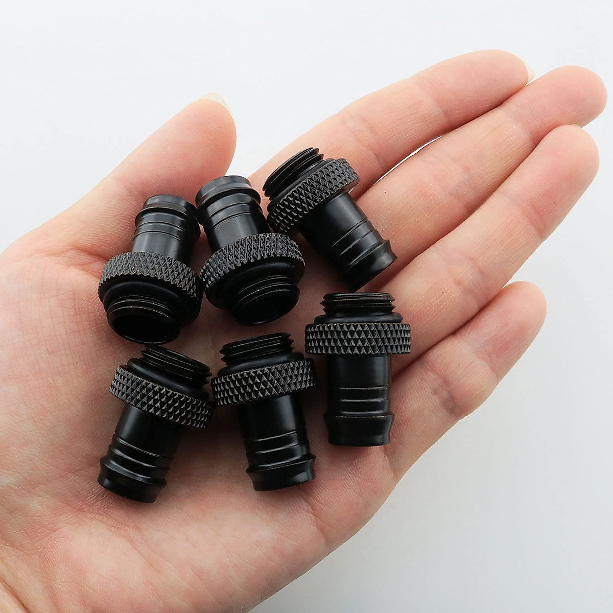 CSNSD Tube Connector 6PCS G1/4 to 3/8Inch Barb Fitting for Soft Tubing PC Water Cooling System Black