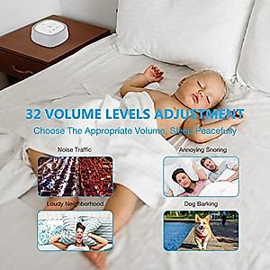 White Noise Machine for Baby Kids Adults, Rechargeable Sound Machine Sleep Therapy with 28 Natural Soothing Sounds, Auto-off Timer & Volume Control, Portable White Noise Machine for Home Office Travel