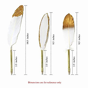 Cheerland Feather Signature Pens Ballpoint Pen for Party Reception Wedding Party Guest Book Ceremony Bridal Baby Shower Anniversary Graduation Event Party Favors (Gold/White)