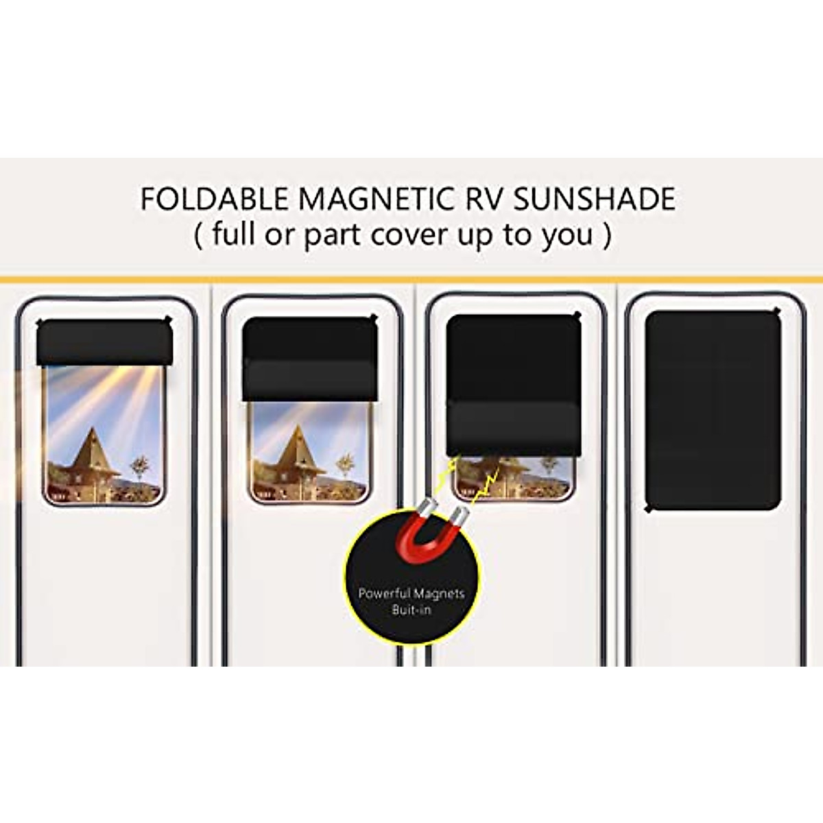DoPake Thicken RV Door Window Shade Cover,Magnetic No Drill Foldable Velcro RV Blackout Window Cover,Waterproof Oxford Fabric,UV Rays Protection,Camper Trailer Door Window Sunshade Cover 16 x 25 inch