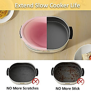 Silicone Slow Cooker Liners Fits for 6-8 Quarts Crockpot,Reusable Silicone Cooking Bags Liners,Dishwasher Safe/Easy Clean/Leakproof/Slow Cooker Accessories for Oval Or Round Cooker (pink+yellow,7-8QT)