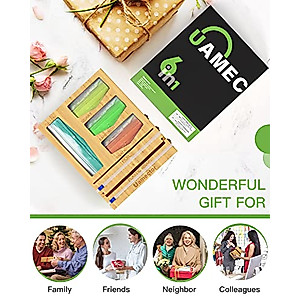 Uamector 6 In 1 Foil and Plastic Wrap Organizer, Ziplock Bag Organizer for Kitchen Drawer, Plastic Wrap Dispenser with Cutter, Bamboo Bag Storage Organizer for Gallon, Quart, Sandwich