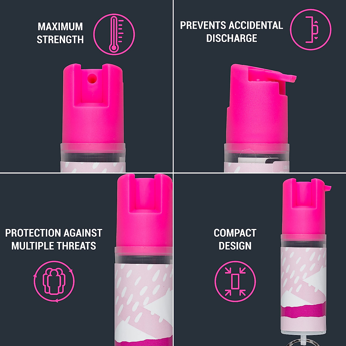 SABRE Pepper Spray With Key Ring, 25 Bursts, 10-Foot (3-Meters) Range, UV Marking Dye, Twist Lock Safety, Supports The National Breast Cancer Foundation (NBCF), Pink