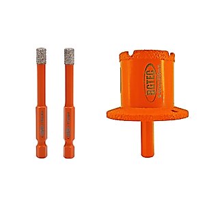 BGTEC Dry Diamond Drill Bits Set, 2pcs 1/4" with Quick Change Hex Shank Plus 40x60mm Triangle Shank Sink/Washbasin Basin Opener for Porcelain Marble Ceramic Tile Granite Stone
