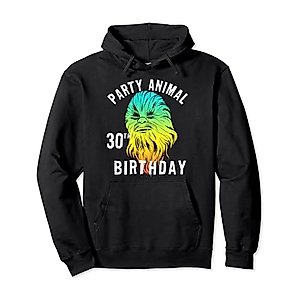 Star Wars Chewie Party Animal 30th Birthday Color Portrait Pullover Hoodie