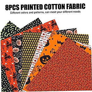 Amosfun 8pcs Pumpkin Cotton Fabric Quilt Fabric Quilting Fabric Camo Fabric Precut Fabric Scraps Sewing Craft Pre- Cut Quilt Squares Printed Craft Fabric Halloween Cloth DIY Sewing Cloth