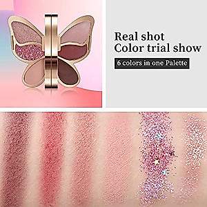 Erinde Butterfly Eyeshadow Palette Makeup, Matte Shimmer Metallic Eye Makeup, Highly Pigmented, Naturing-Looking, Blendable Long Lasting Waterproof Eye Shadow Palette, Valentine's Day Gifts Presents