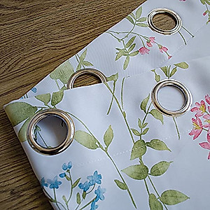 Linentalks Floral Bedroom Curtains 84 Inches Long 2 Panels Set, Farmhouse Thermal Insulated Blackout Curtains for Living Room, Grommet Room Darkening Curtains, Boho Black Out Curtains Green Red Multi