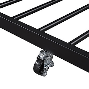 Full Size Daybed with Trundle Twin, Heavy Duty Daybed with Curved Handle and Slats, Metal Daybed for Kids, Girls, Boys, No Box Spring Needed, Black Day Bed Full Size