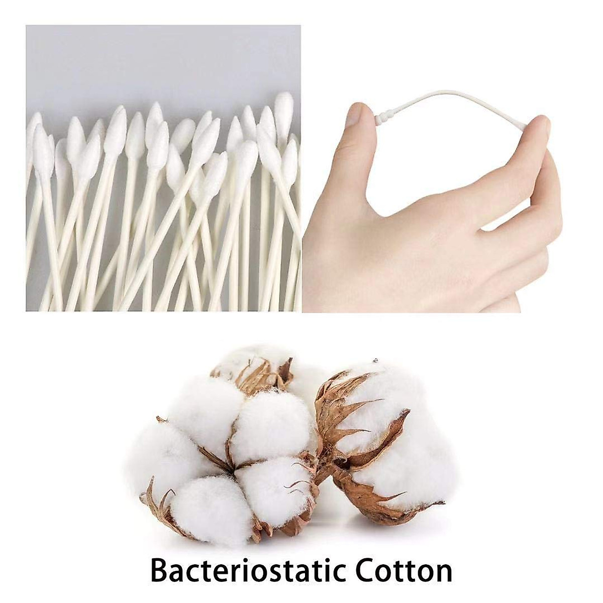 800pcs Cotton Swabs, Double Tipped Cotton Buds with Paper Stick, 4 Packs of 200 Pieces, Pointed Shape