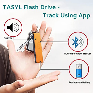 TASYL Track 128 GB USB 3.1 Flash Drive, with Bluetooth Tracker, Find Your Drive Quickly & See Last Known Location with Tasyl App, Up to 210 MB/s Read, Free USB C Adapter, Orange